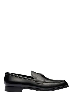 Prada Triangle-logo Leather Loafers - Black