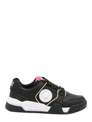 Just Cavalli Tiger Head-motif Leather Sneakers - Black
