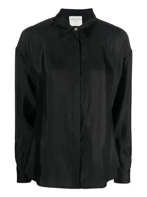 FORTE_FORTE Long-sleeve Silk Blend Shirt - Black