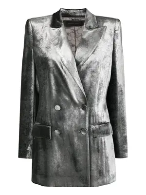 Alberta Ferretti Double-breasted Velvet Jacket - Grey