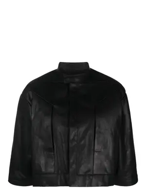 Rick Owens Cropped Leather Jacket - Black