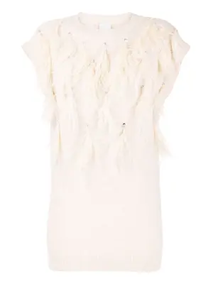 Huishan Zhang Silvan Feather-detailing Vest - Neutrals