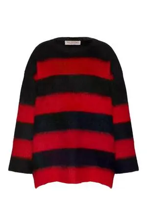 Valentino Garavani Mohair-blend Striped Sweater - Red