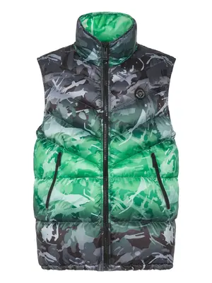 PLEIN SPORT Camouflage-pattern Padded Vest - Grey
