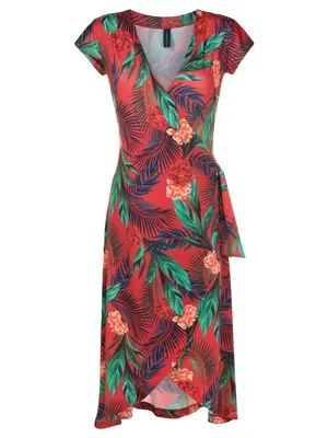 LYGIA & NANNY Falcão Botanical-print Wrap Dress - Red