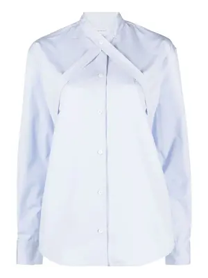 Off-White Belted Cotton-poplin Shirt - Blue