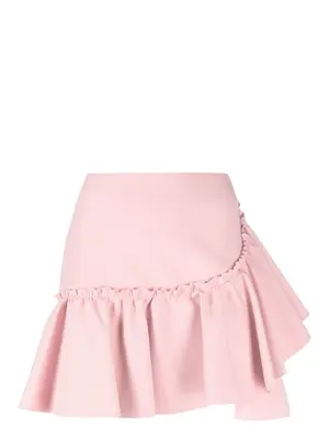 MSGM Ruffled-trim High-waisted Miniskirt - Pink