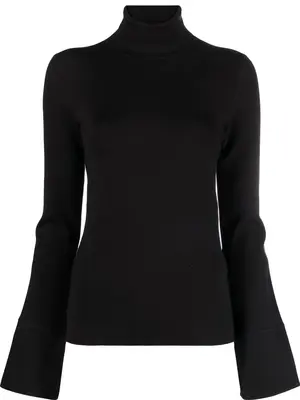 JOSEPH Roll-neck Silk-blend Top - Black