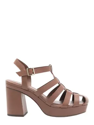 STUDIO CHOFAKIAN Café De Fleure 70mm Caged Sandals - Brown