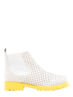 STUDIO CHOFAKIAN Louis Leather Ankle Boots - White