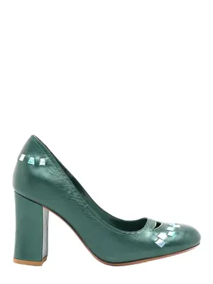 STUDIO CHOFAKIAN Moulins 70mm Leather Pumps - Green