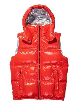 PURPLE BRAND Logo-print Hooded Padded Gilet - Red