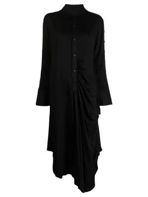 Yohji Yamamoto Draped Shirt Dress - Black