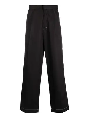 BONSAI Pleated Straight-leg Trousers - Black