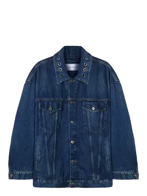 Off-White Eyelet-embellished Denim Jacket - Blue