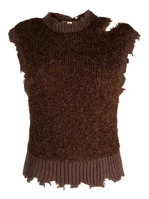 MULLER OF YOSHIOKUBO Distressed Glitter Knit Vest - Brown