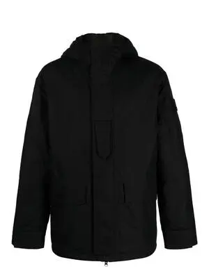 Stone Island Garment-dyed Cotton Hooded Jacket - Black