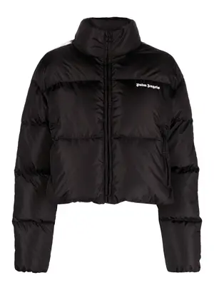 Palm Angels Logo-embroidered Puffer Jacket - Black