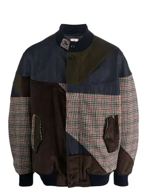 BARACUTA Patchwork-design Bomber Jacket - Green