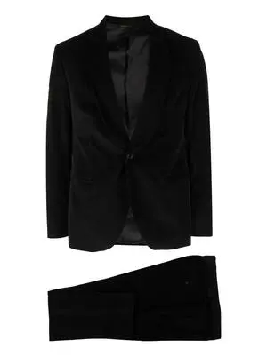 MANUEL RITZ Single-breasted Velvet Suit - Black