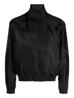 Saint Laurent Logo-print Silk Jacket - Black