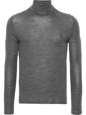 Saint Laurent Cassandre Turtleneck Sweater - Grey