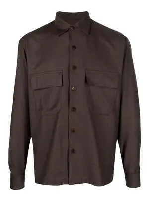 COSTUMEIN Long-sleeve Virgin Wool Shirt - Brown
