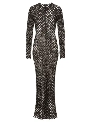 Dolce & Gabbana Sequinned Mesh Maxi Dress - Black