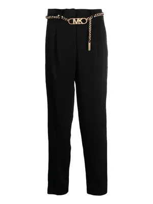 Michael Kors Logo-plaque Tapered Trousers - Black