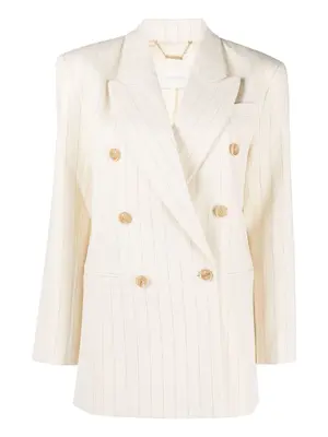 Zimmermann Luminosity Pinstriped Double-breasted Blazer - Neutrals
