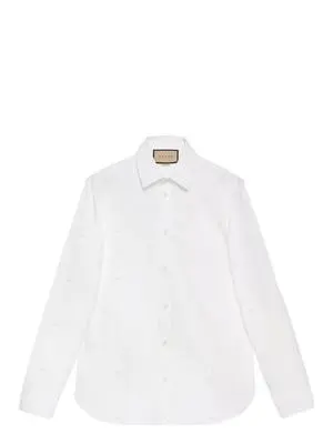 Gucci Interlocking G Logo-print Cotton Shirt - White