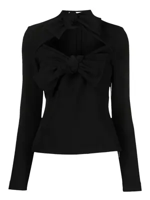 MSGM Bow-detail Long-sleeve Top - Black