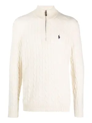 Polo Ralph Lauren Logo-embroidered Wool-blend Jumper - Neutrals