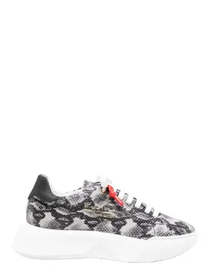 GIULIANO GALIANO Python-print Leather Sneakers - Black