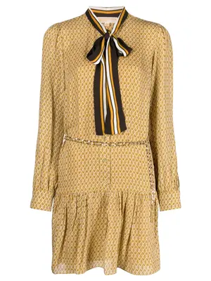 Michael Kors Lattice-pattern Midi Dress - Yellow
