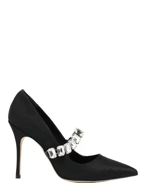 Manolo Blahnik 100mm Crystal Embellished Pumps - Black