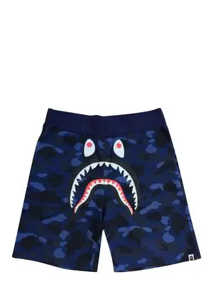 A BATHING APE Camo Shark Sweat Shorts - Blue