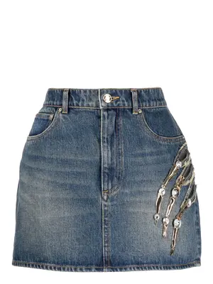 AREA AREA Claw Cut Denim Miniskirt