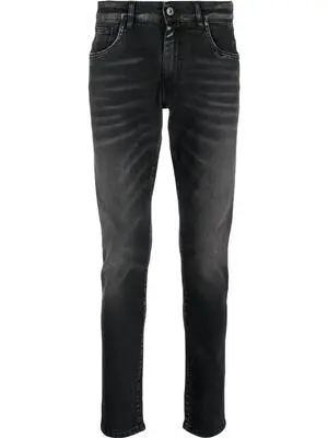 SALVATORE SANTORO Logo-patch Slim-fit Jeans - Grey