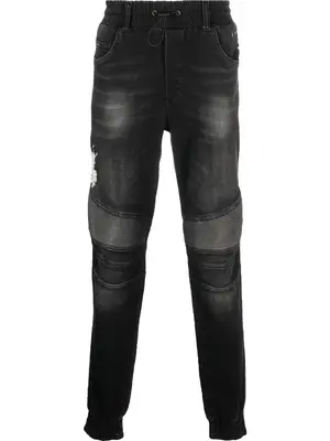 Philipp Plein Drawstring-waist Tapered Jeans - Black
