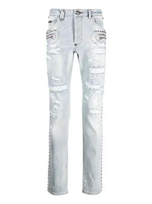 Philipp Plein Stud-embellished Jeans - Blue