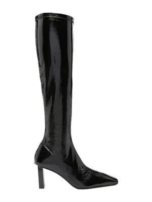 COURREGES 80mm Knee-high Leather Boots - Black