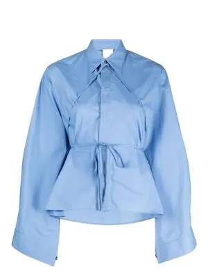 MAISON MARGIELA Tie-fastening Cotton Shirt - Blue