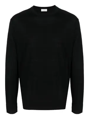 BALLANTYNE Round Neck Wool Jumper - Black