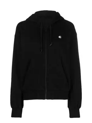 Carhartt Work In Progress Logo-embroidered Zip-up Hoodie - Black