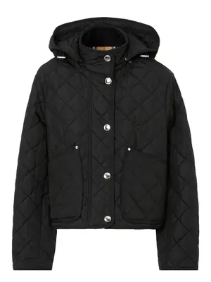 Burberry Burberry Cropped Quilted Nylon Jacket With Corduroy Collar Black