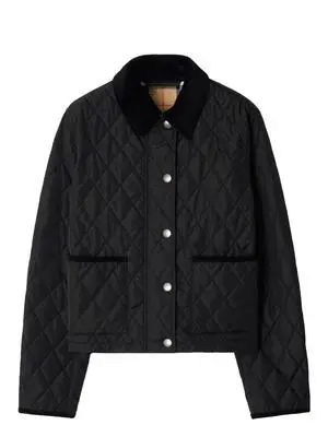 Burberry Quilted Nylon Cropped Jacket - Black/sand