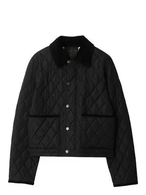 Burberry Burberry Cropped Quilted Nylon Jacket With Corduroy Collar Black/snug