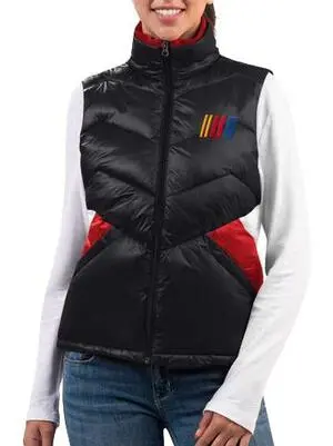G-III 4HER BY CARL BANKS Nascar Merchandise Puffer Vest - Black