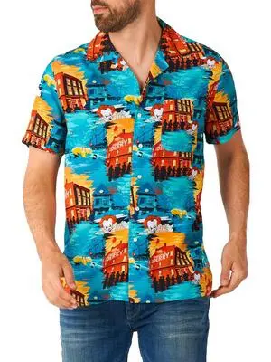 Opposuits It Short Sleeve Button-up Camp Shirt - Blue Multi